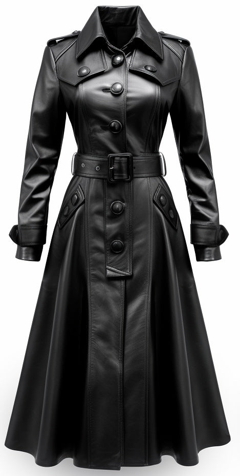 Buy Black leather Trench Coat stylish