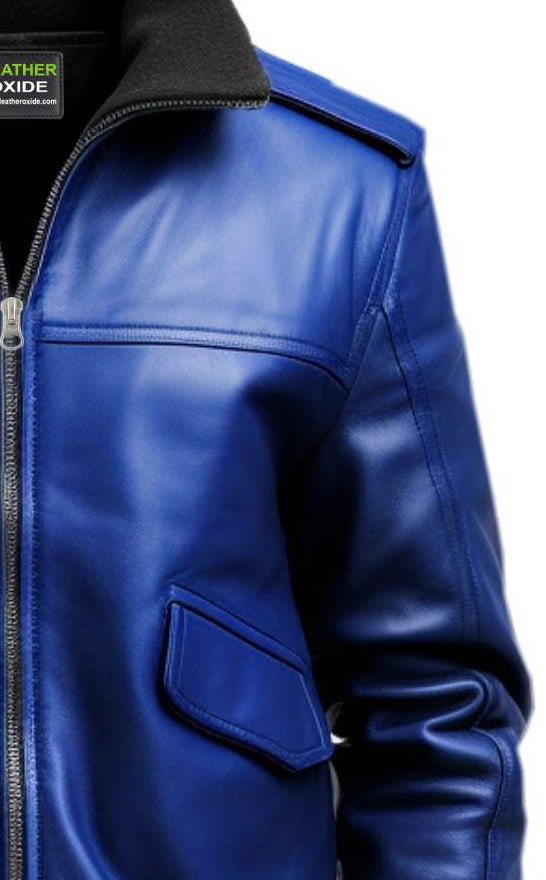 Stylish Blue Jacket - Blue Faux Leather Jacket
