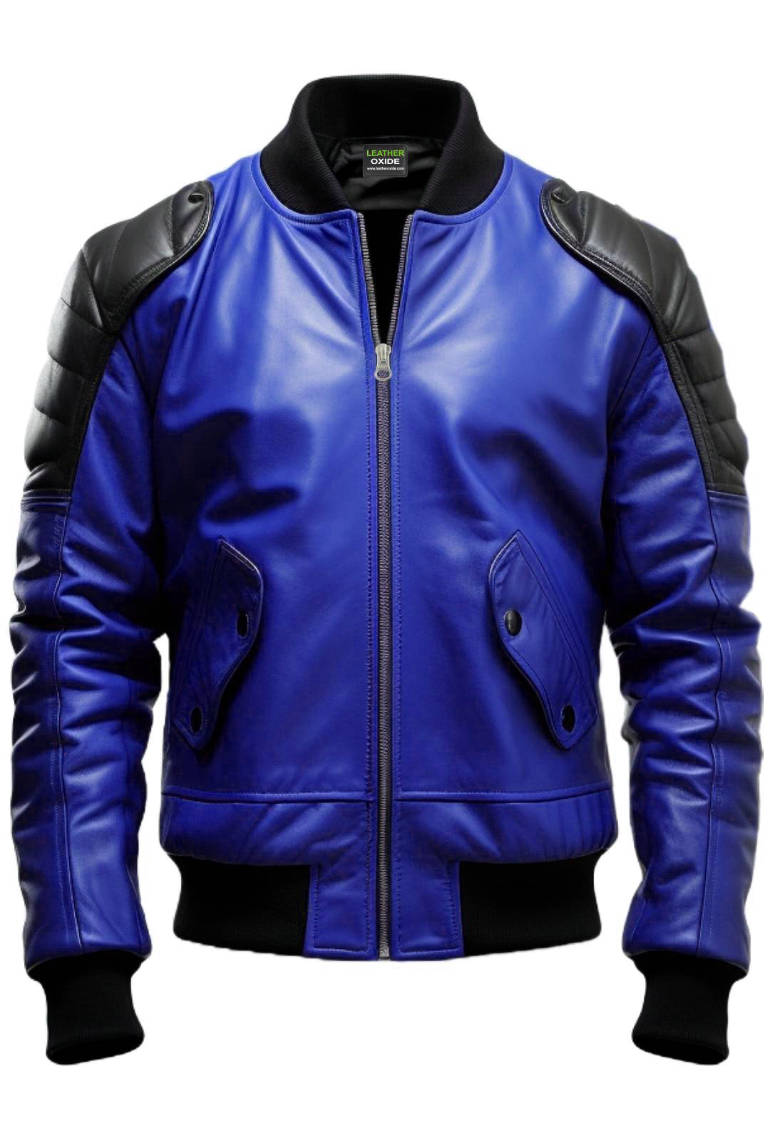 Stylish Blue Leather Jacket - Men Blue Faux Leather Jacket