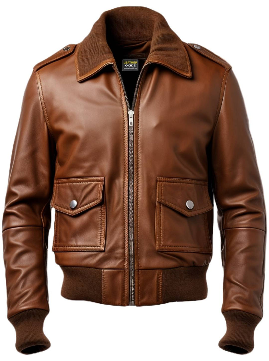 Shop Brown Bomber Aviator Leather Jacket