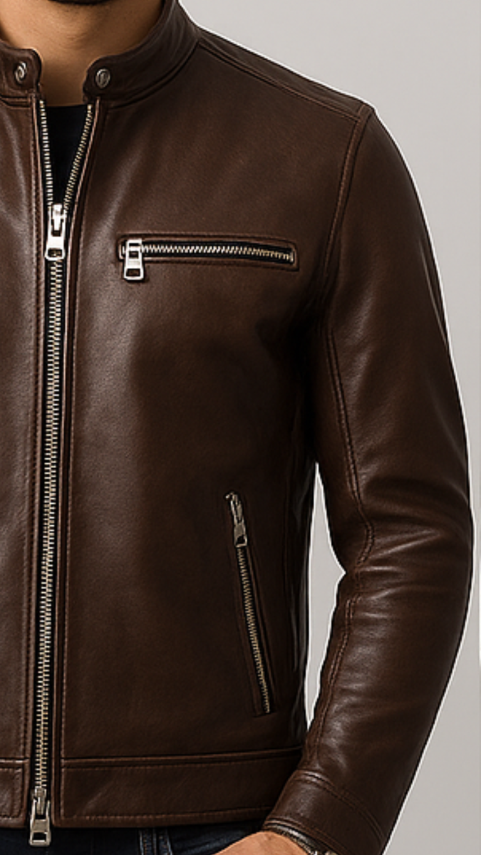 William Leather Brown Jacket - Men Leather Jacket Brown