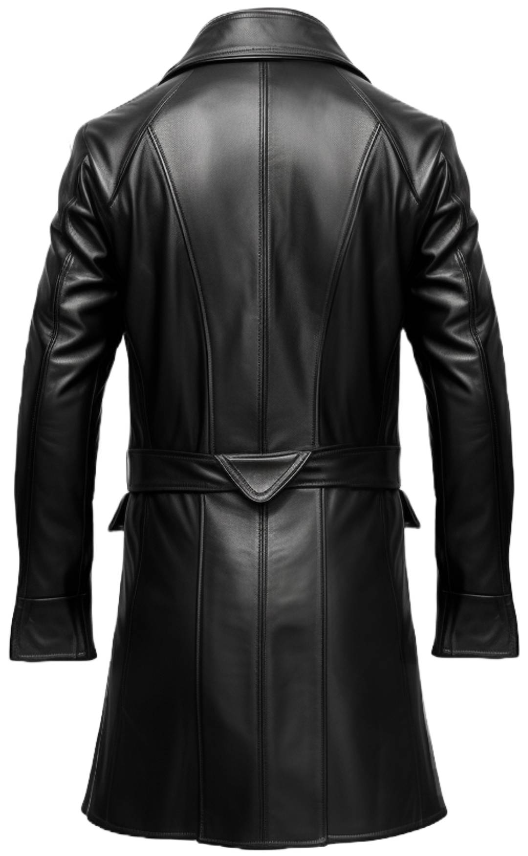 Men Black Leather Coat Long Leather Coat
