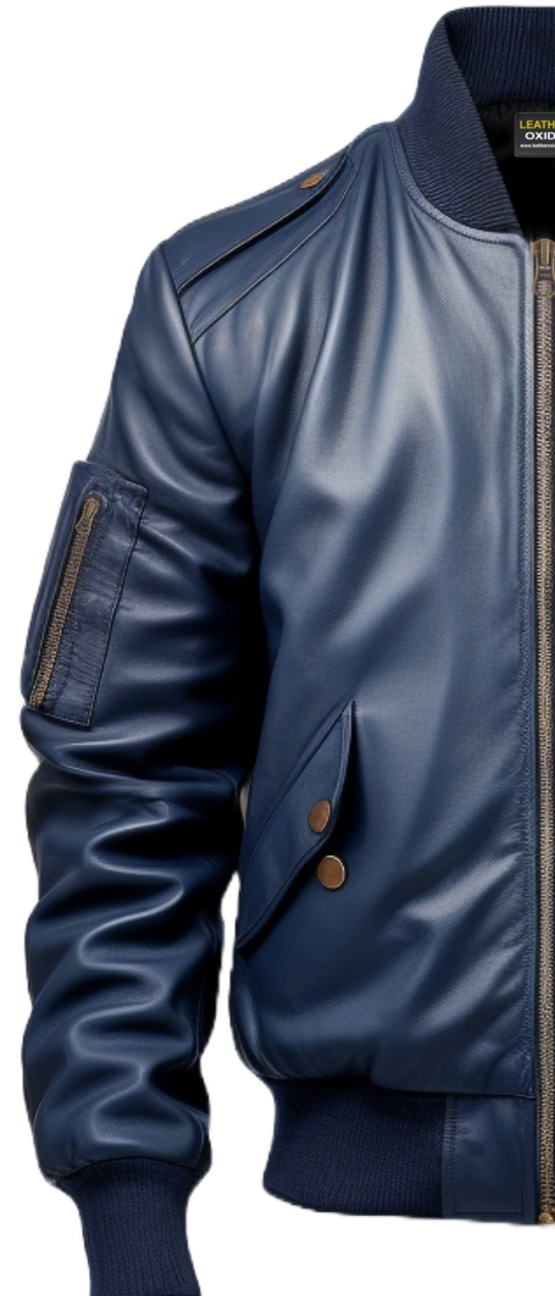 Buy Men Flight Bomber Blue Leather Jacket - Bomber Leather Jacket