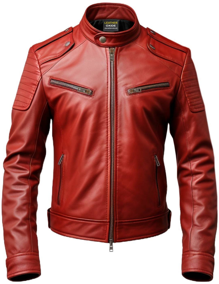 Shop Men Red Leather Jacket - Red Jacket