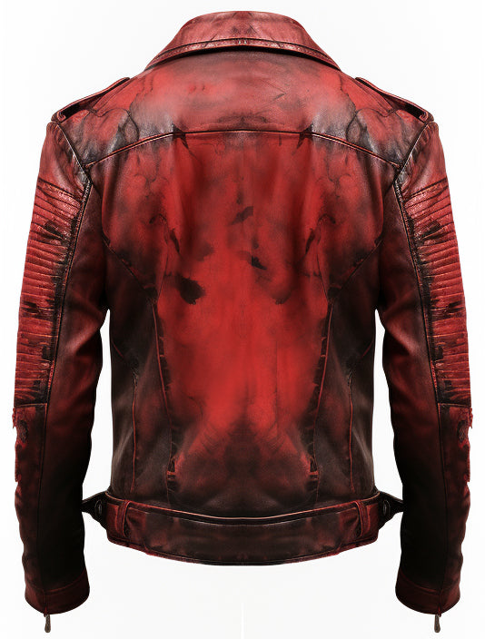 Stylish Men Bloody Red Leather Jacket for Halloween