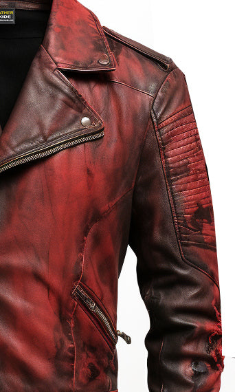 Stylish Men Bloody Red Leather Jacket for Halloween