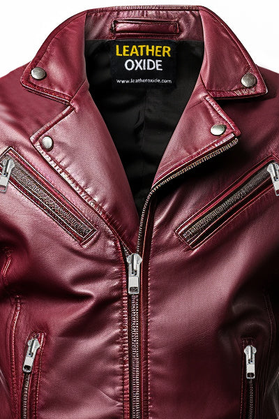 Shop Men Angel Maroon Designer Leather Jacket