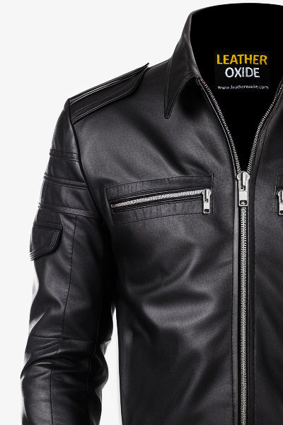 Shop Michael Tom Classic Black Leather Jacket